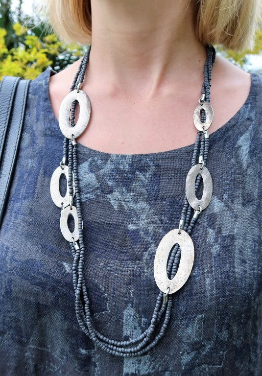 2F349-Long Multi Cord Necklace | Conti Moda