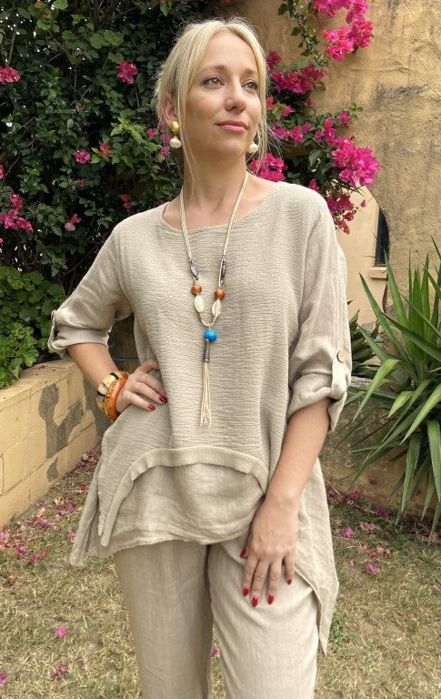 Conti-Moda-Italian-Linen-Designer-Overlay-Top | Conti Moda