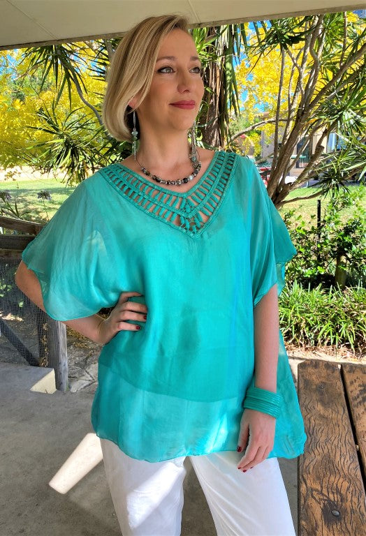 Conti-Moda-Italian-Silk-V-Neck-Top | Conti Moda