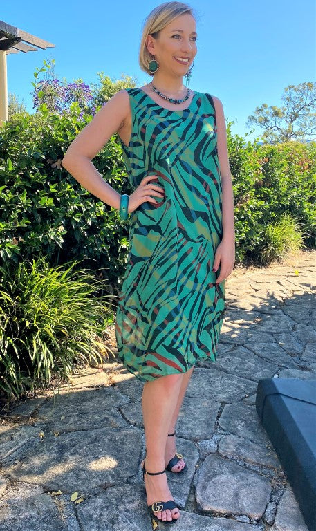 Conti-Moda-Italian-Silk-Sleeveless-Mid-Dress | Conti Moda