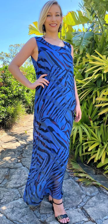 Conti-Moda-Italian-Silk-Sleeveless-Long-Dress | Conti Moda