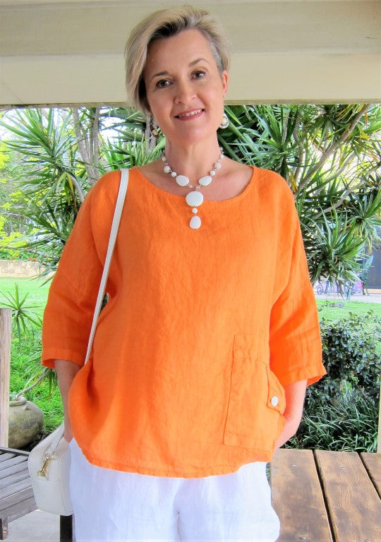 L923-Conti Moda Casual Italian Linen Top