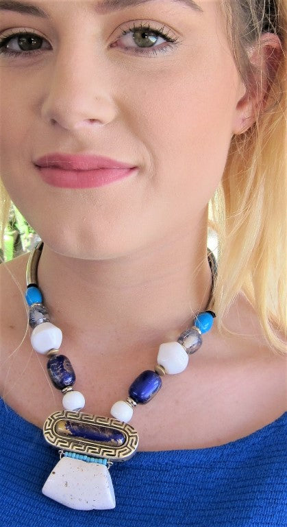 2G604-Stylish Italian Bead And Cord Necklace | Conti Moda